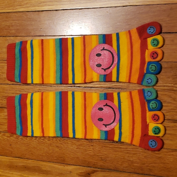 Accessories | Vintage Rainbow Smiley Face Toe Socks | Poshmark